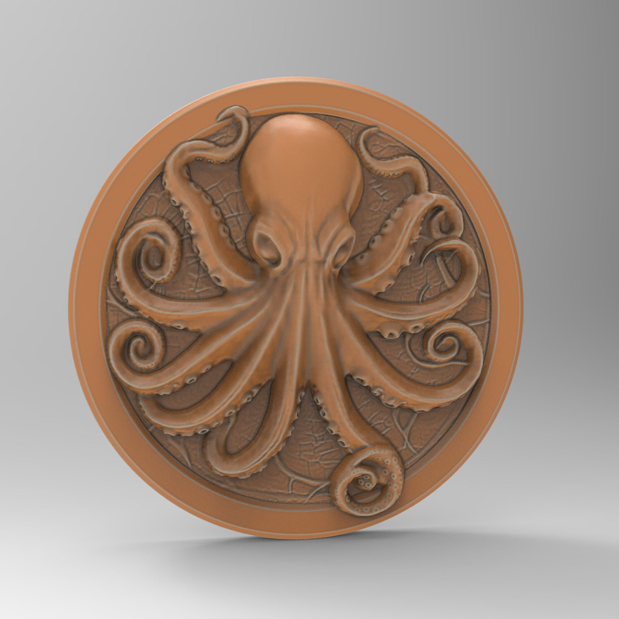 Octopus Coin 3D Model for CNC and 3D Printing Detailed Nautical Plaque ...