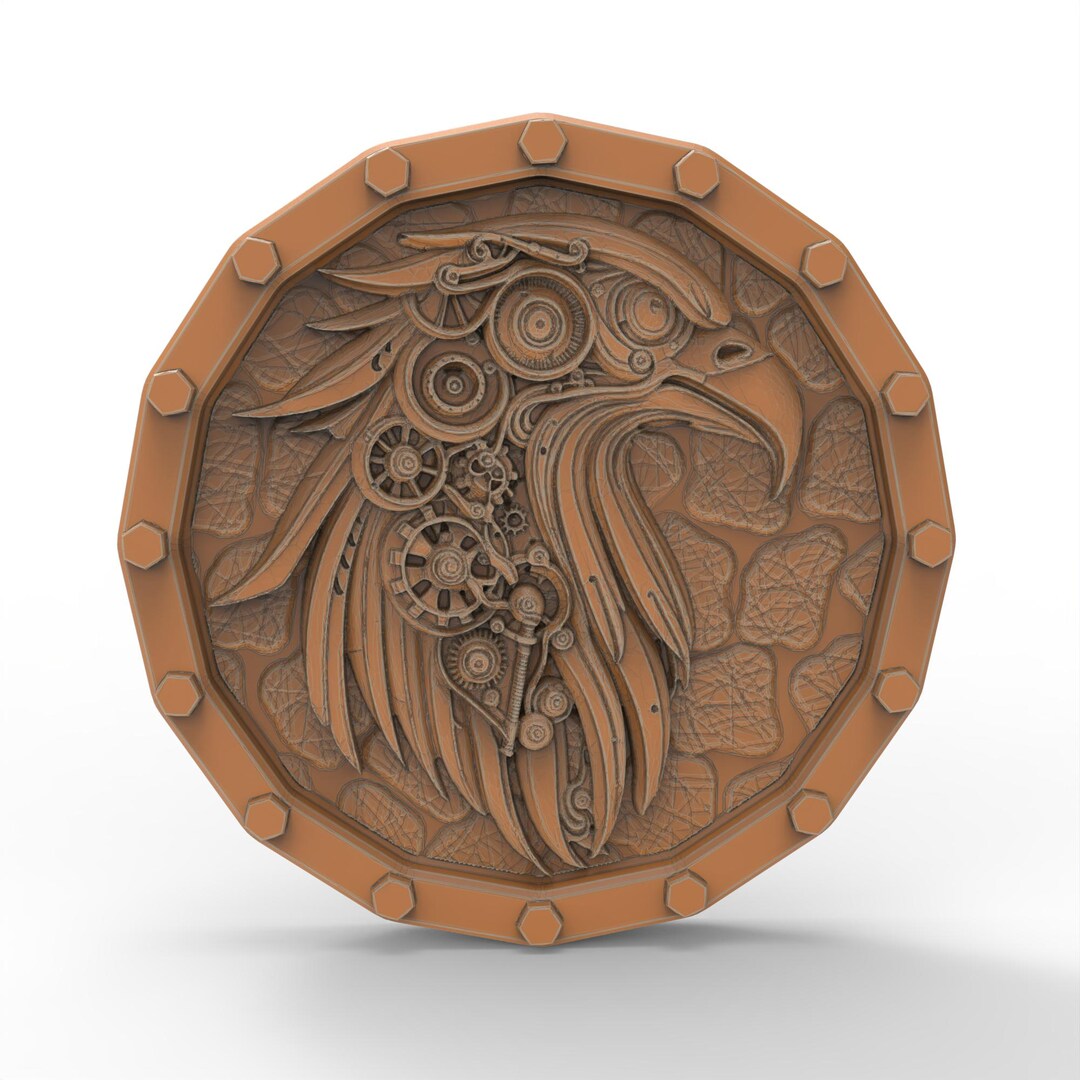 Vintage Industrial Steampunk Eagle Coin STL File for CNC Router 3D ...