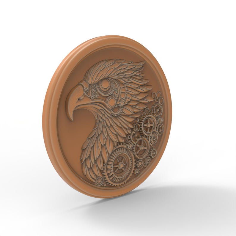 Steampunk Eagle Coin STL File for CNC Router 3D Printer and Laser ...