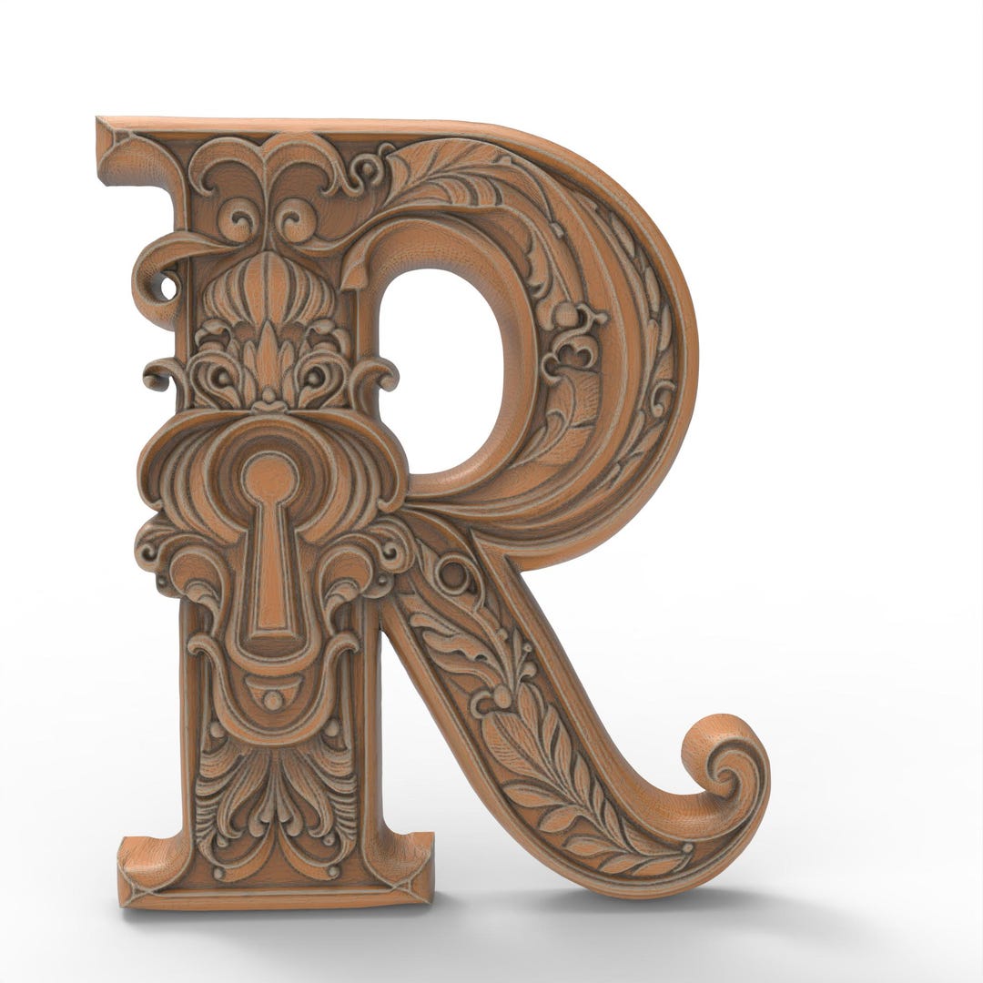 Vintage Ornate Letter 'R' 3D Model for CNC and 3D Printing - Detailed ...