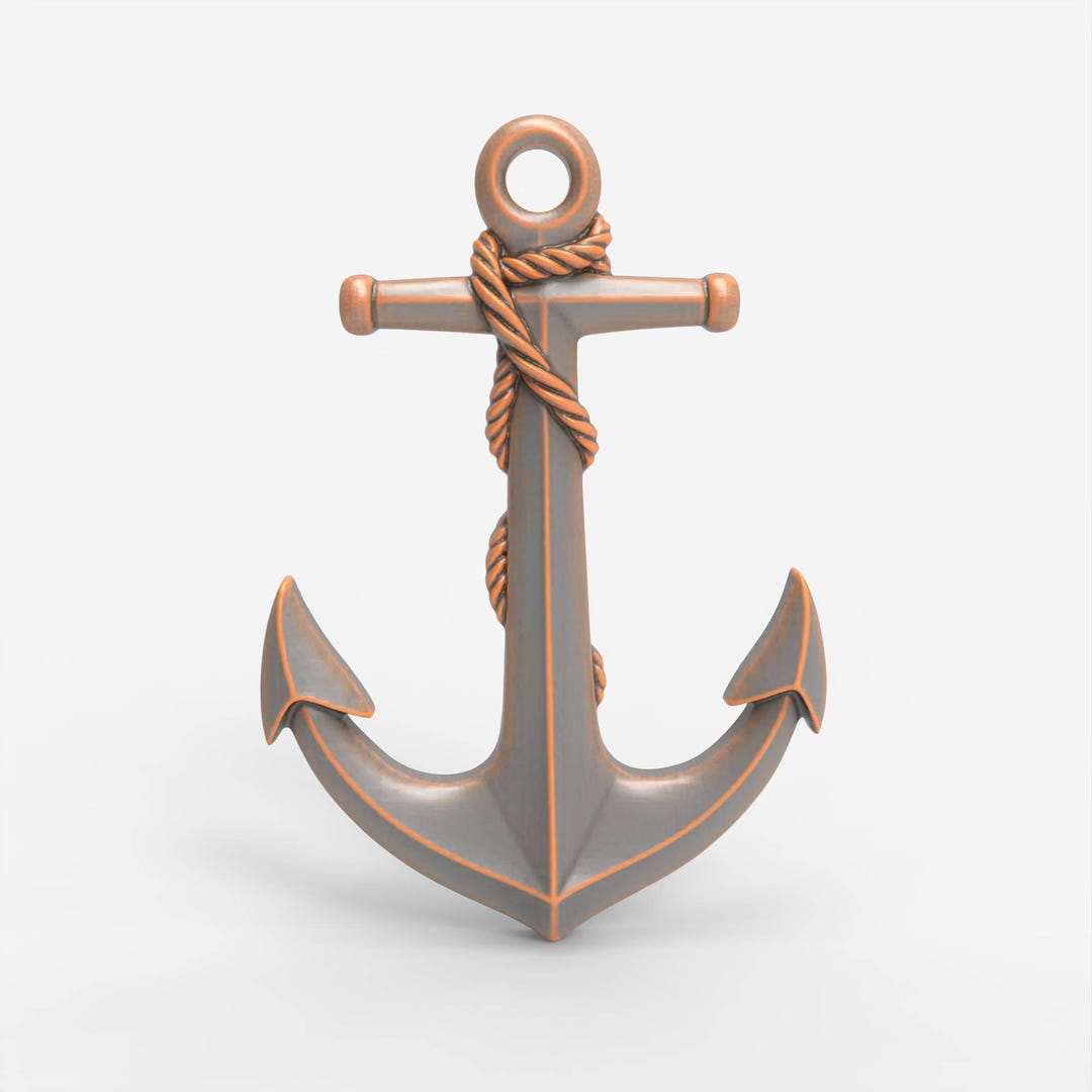 Nautical Anchor Pendant STL File for CNC Carving 3D Model Printing Rope ...
