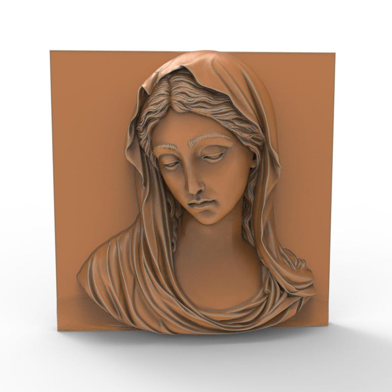 Virgin Mary 3D Relief Model STL File for CNC Engraving 3D Printing ...