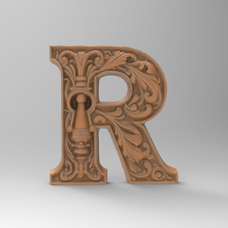 Ornate Letter 'R' 3D Model for CNC and 3D Printing Detailed Decorative ...