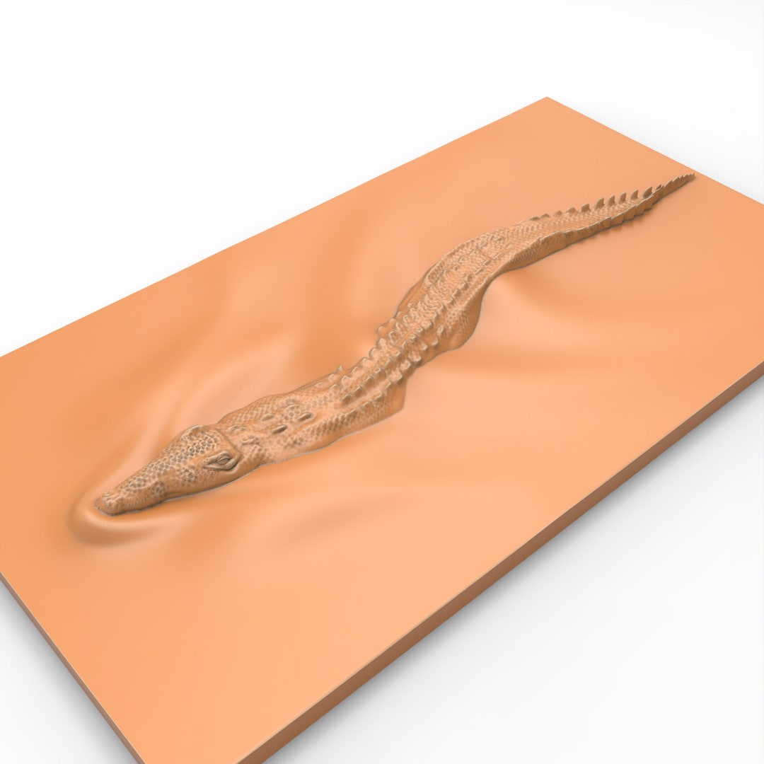 3D Printable Swimming Alligator Crocodile Bas Relief STL File for CNC ...