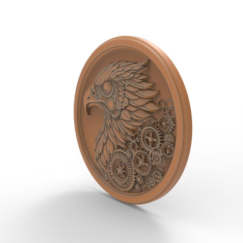 Steampunk Eagle Coin STL File for CNC Router 3D Printer and Laser ...