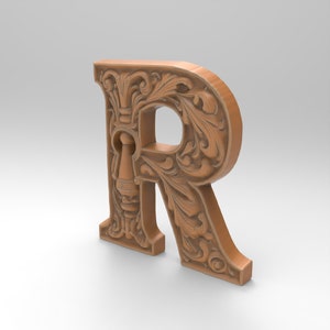 Ornate Letter 'R' 3D Model for CNC and 3D Printing Detailed Decorative ...