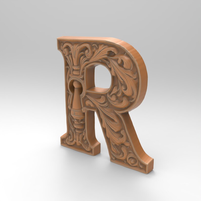 Ornate Letter 'R' 3D Model for CNC and 3D Printing Detailed Decorative ...