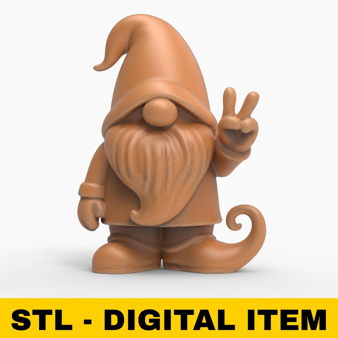 Peace Sign Gnome STL File 3D Printable Figurine Model for Resin or FDM ...