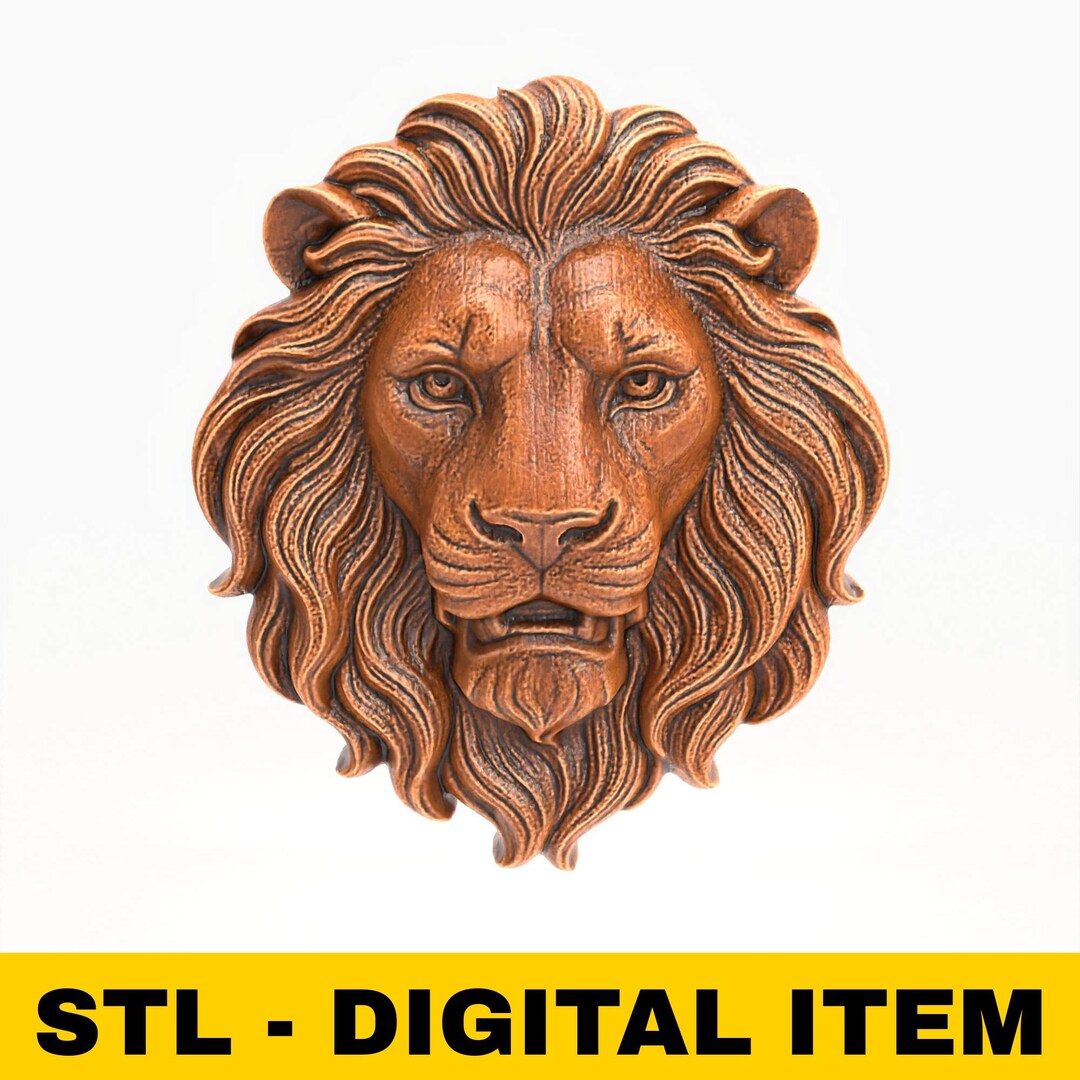 STL File for CNC Router 3D Printable - Lion Head 3D STL Model for Wall ...