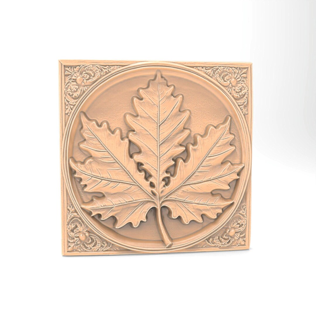 3D Printable Maple Leaf Square Tile Framed STL Files for CNC Router ...