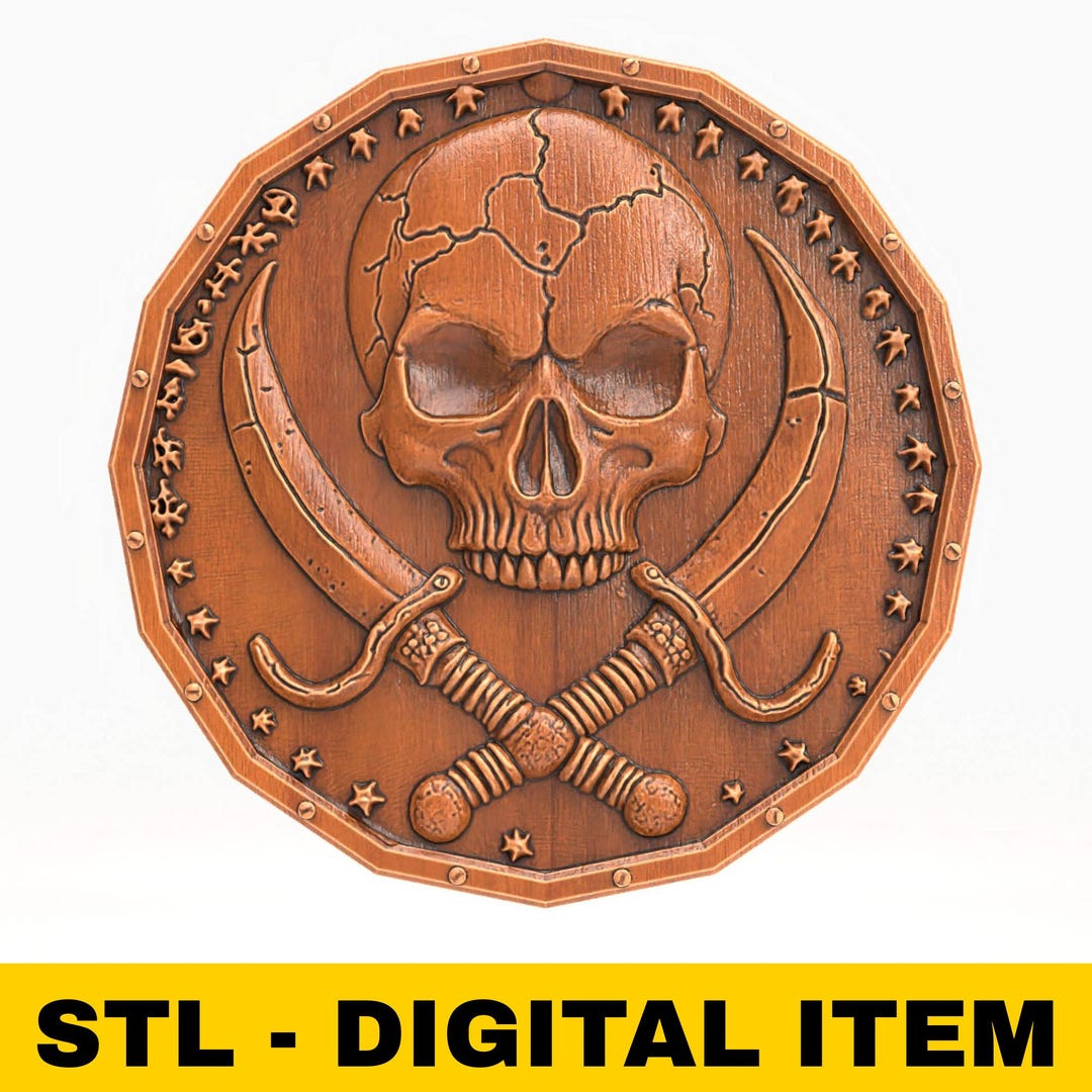 STL File for CNC Router 3D Printer Laser Pirate Skull and Swords Relief ...