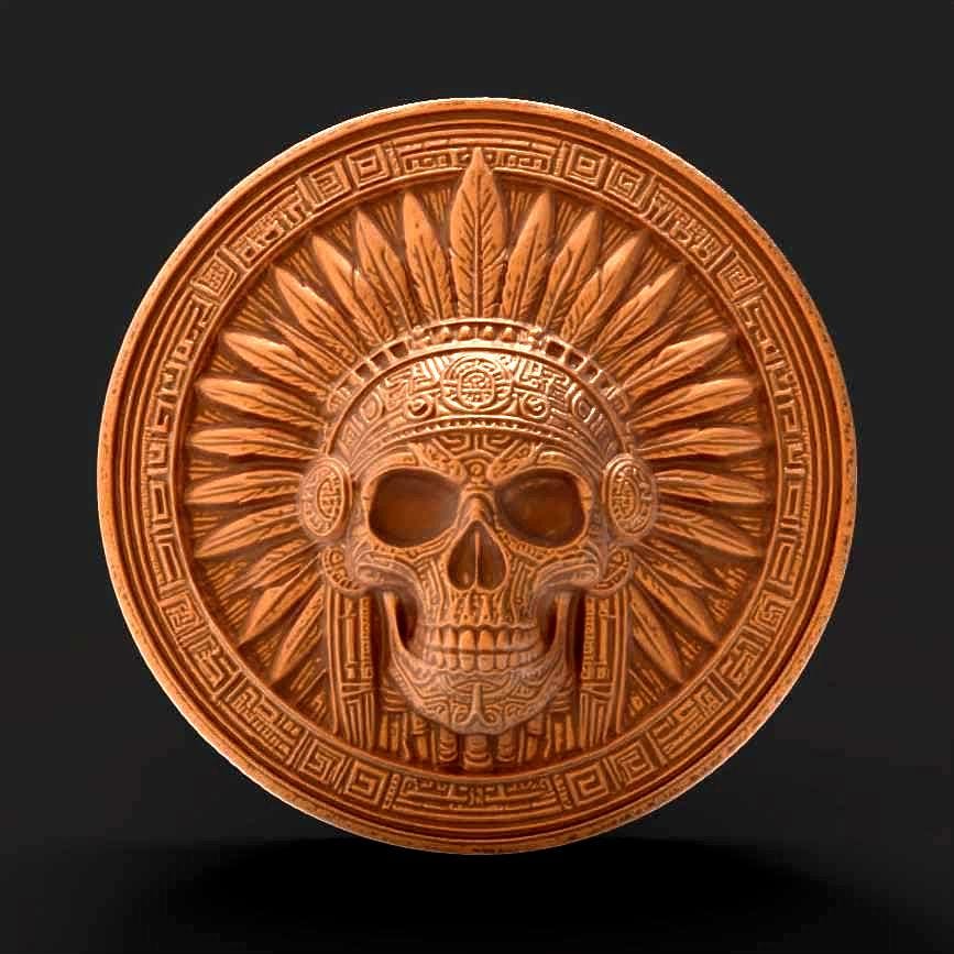 Aztec Skull Chief 3D STL Model for CNC and 3D Printing - High Detail ...