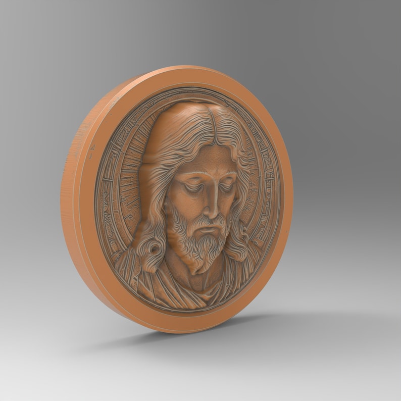 STL File Jesus Christ Plaque 3D Model Round Christian Medallion for CNC ...
