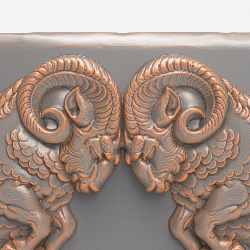 Ram Battle Relief STL File 3D Model With Curved Horns for CNC Carving ...