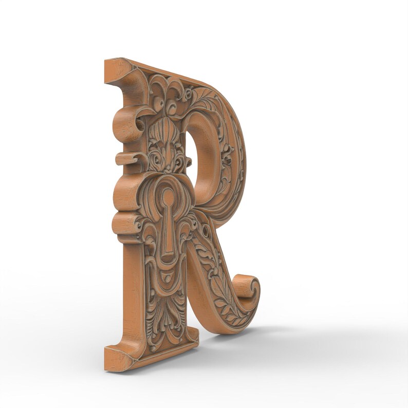 Vintage Ornate Letter 'R' 3D Model for CNC and 3D Printing - Detailed ...