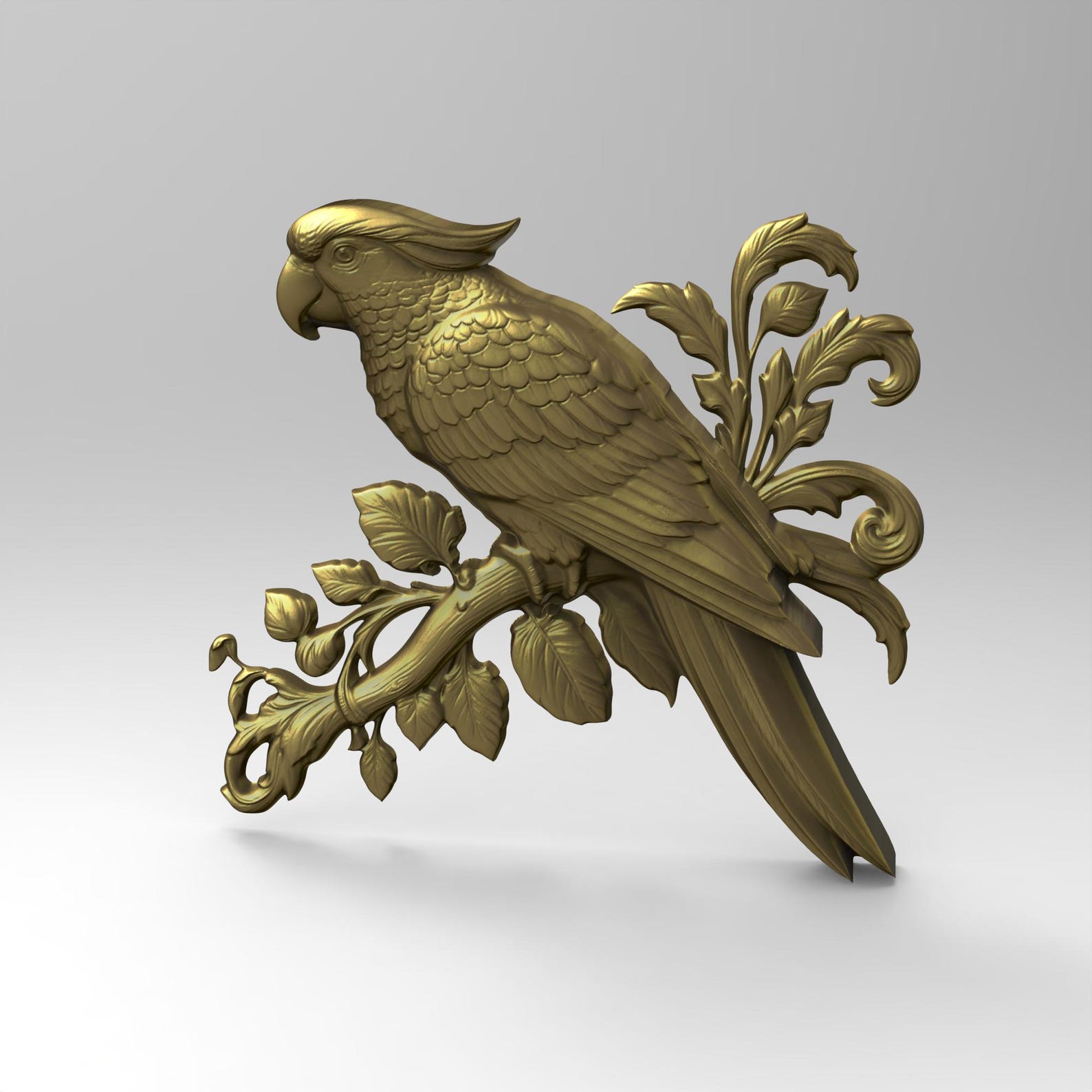 Parrot on Branch Wall Art Plaque STL File Animal 3D Model for CNC 3D ...