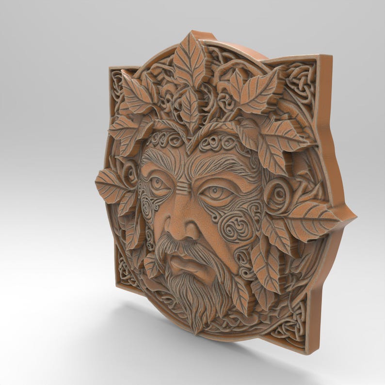 Celtic Green Man STL File for CNC Carving Mythical Leaf Face Relief ...