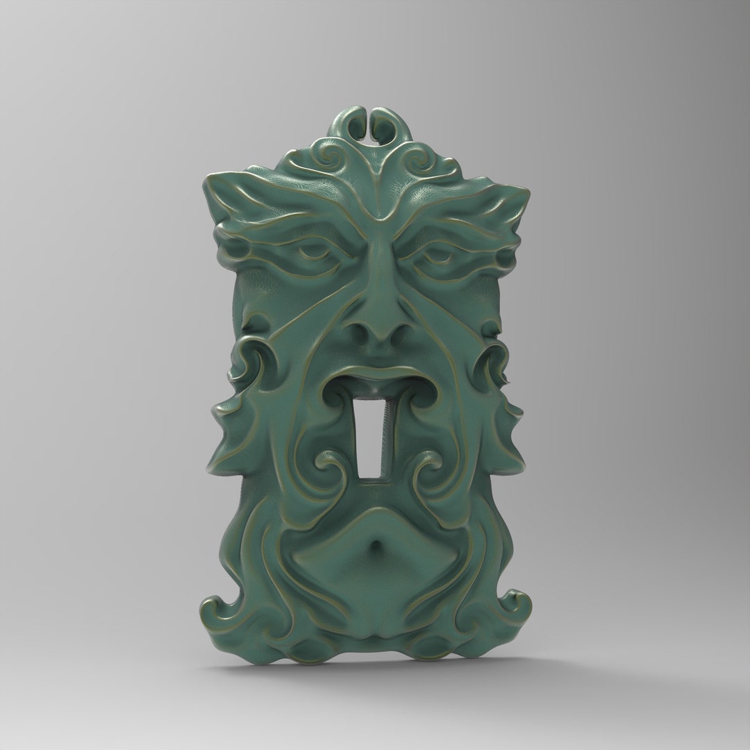 3D Printable Medieval Leaf Green Man Door Lock Ornate Switch Frame STL ...