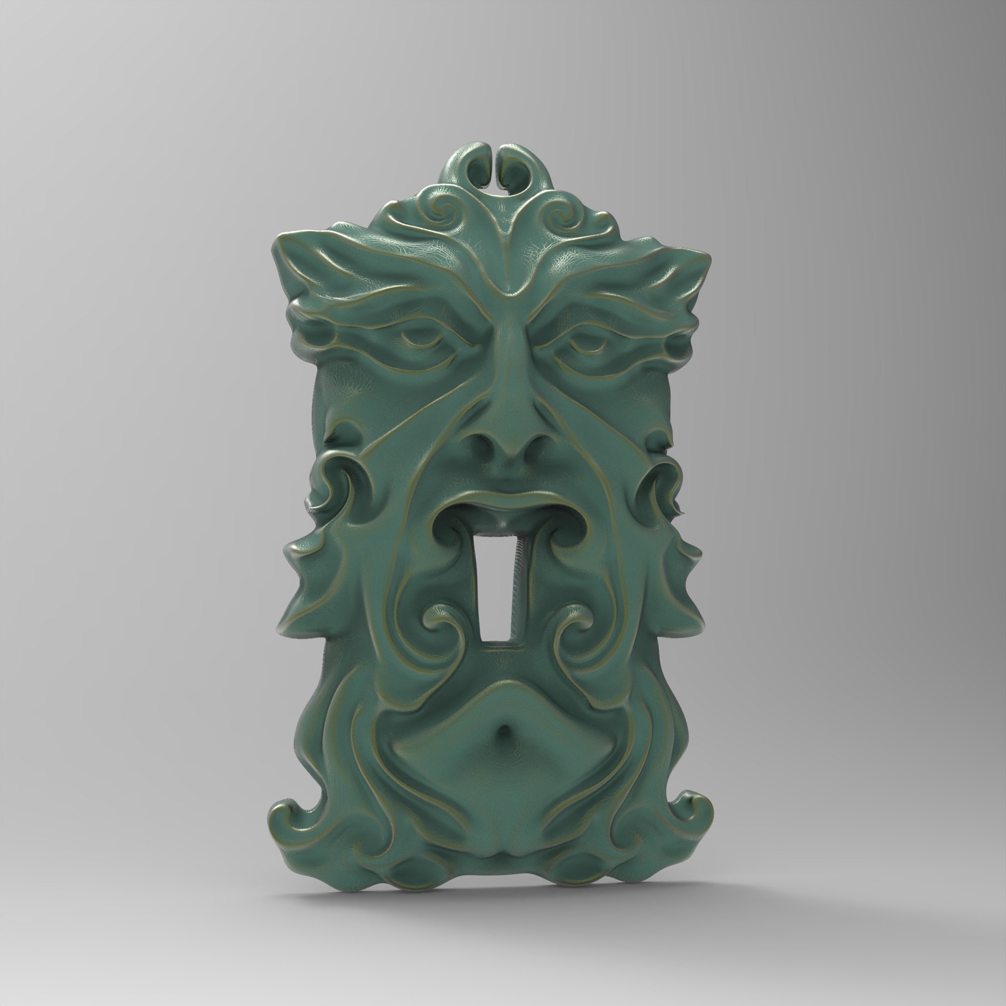 3D Printable Medieval Leaf Green Man Door Lock Ornate Switch Frame STL ...