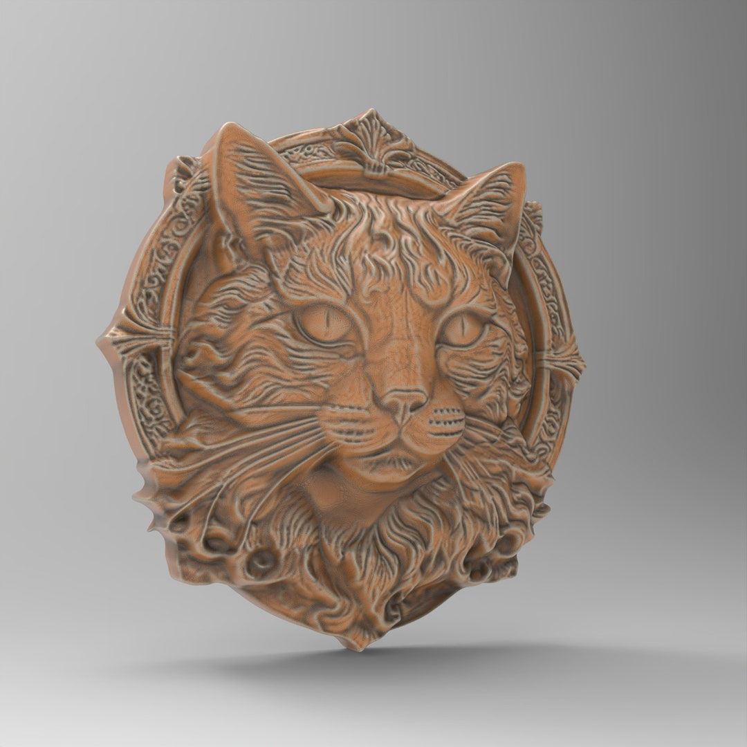 Cat Head STL File 3D Printable Files Wall Plaque Flat Back Stl File for ...