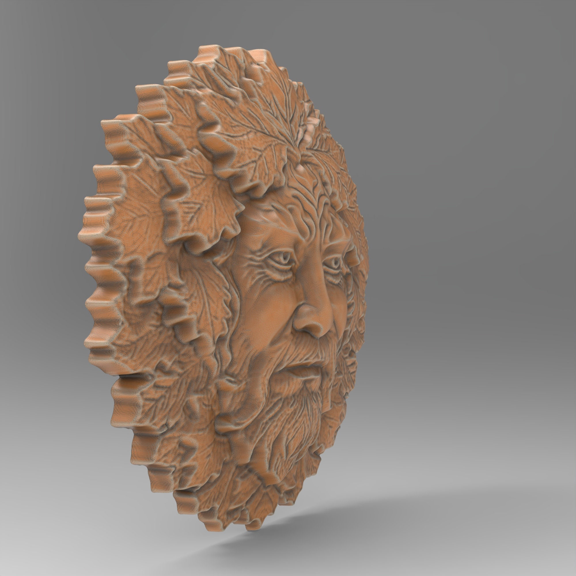 3D Printable Forest Green Leaf Man Pagan Square Tile Garden Sculpture ...