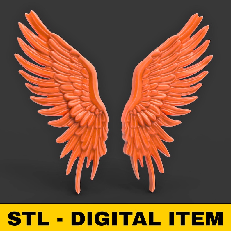 Pair 3D Printable Angels Wings Angel Cherub Wing STL Files for CNC ...
