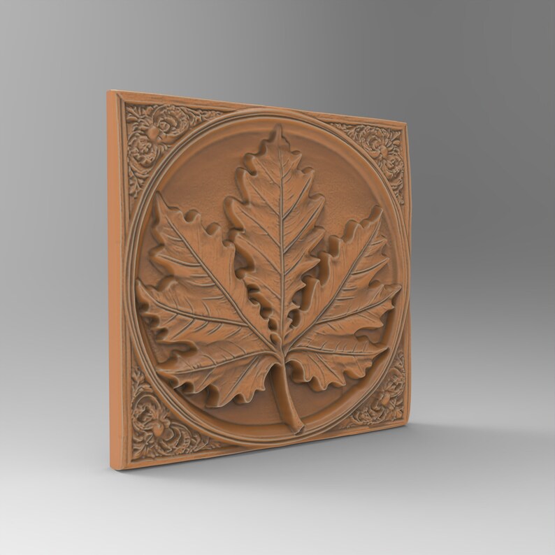 3D Printable Maple Leaf Square Tile Framed STL Files for CNC Router ...