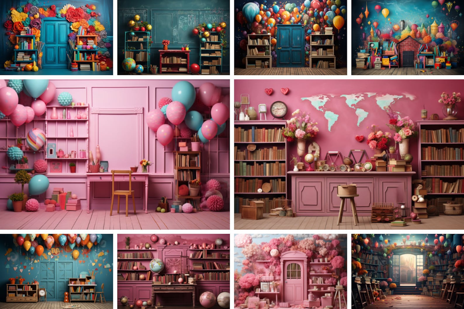 26 Back to School Backdrops, Bundle Floral Valentine Backdrop Overlays ...