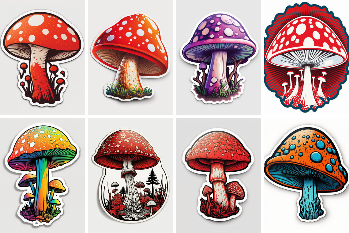 20 Mushroom Stickers, NO BACKGROUND High Quality 400 Dpi PNG, for Kid ...