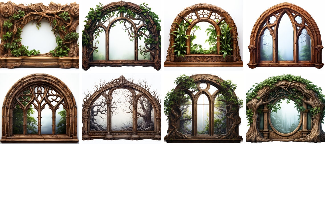 32 Fantasy Windows Digital Backdrops, Bundle Backdrop Overlays, Studio ...