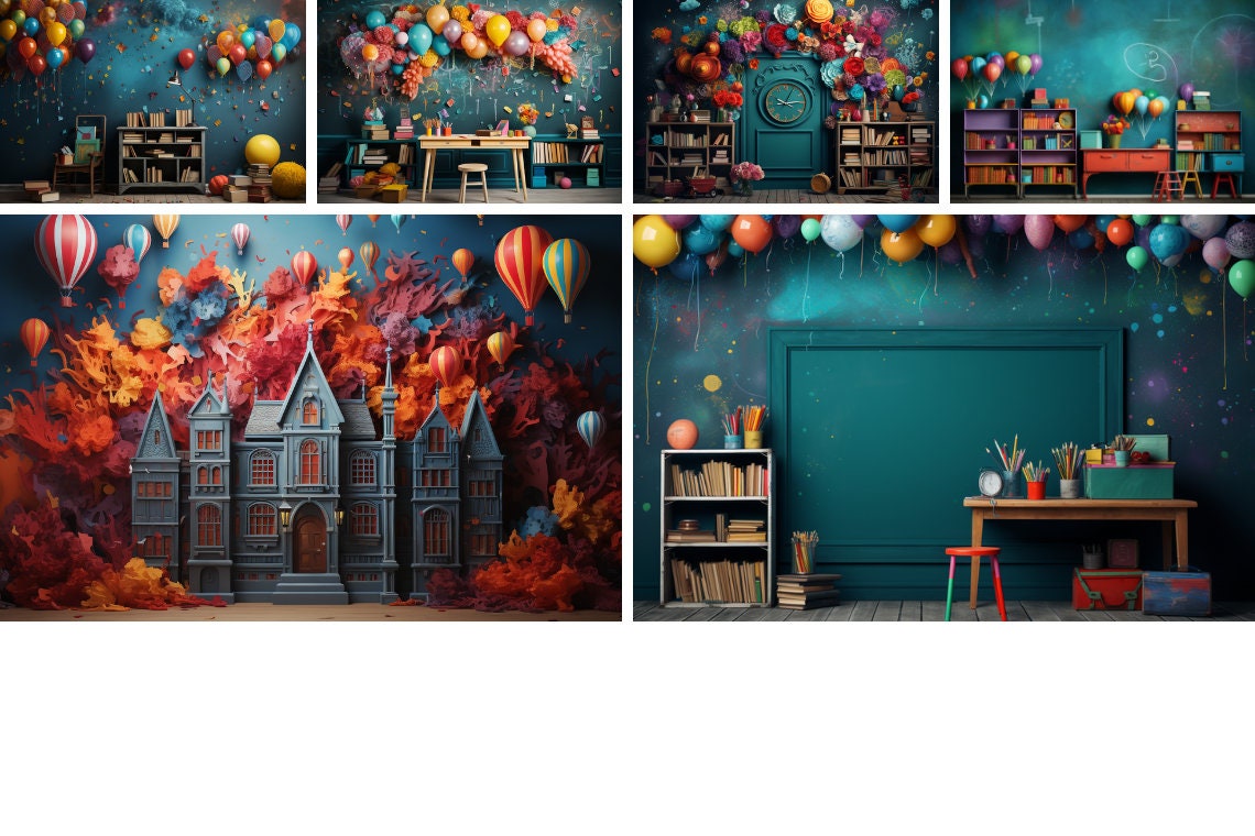 26 Back to School Backdrops, Bundle Floral Valentine Backdrop Overlays ...