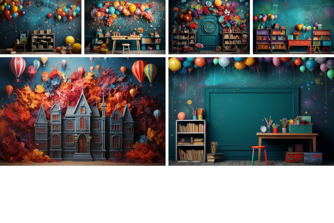 26 Back to School Backdrops, Bundle Floral Valentine Backdrop Overlays ...