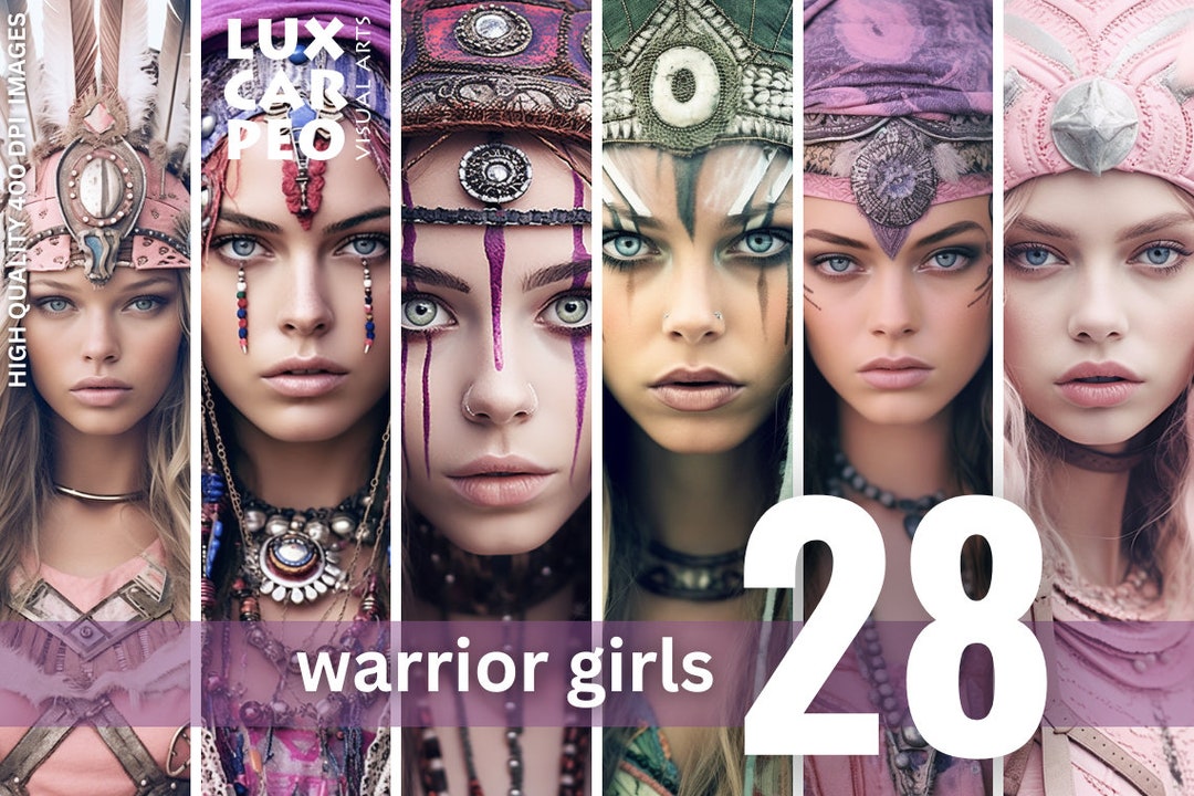 28 Warrior Girls, 400dpi High Quality PNG Files, Girl Power, Warrior ...