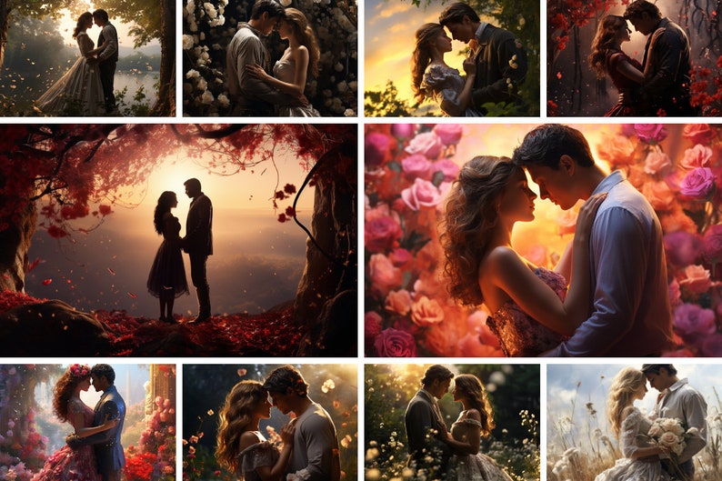 24 Romantic Digital Backdrops, Bundle Floral Valentine Backdrop ...