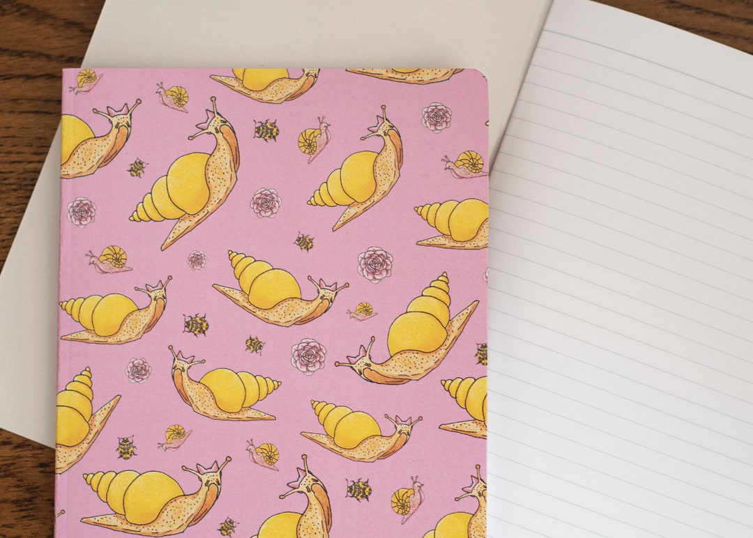 Lemon Yellow Snail Recycled A5 Lined Notebook 48 Sided - Etsy.de
