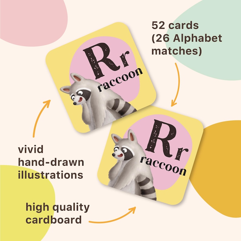 Alphabet Animals Matching Game: Educational Memory Cards for Kids - Etsy