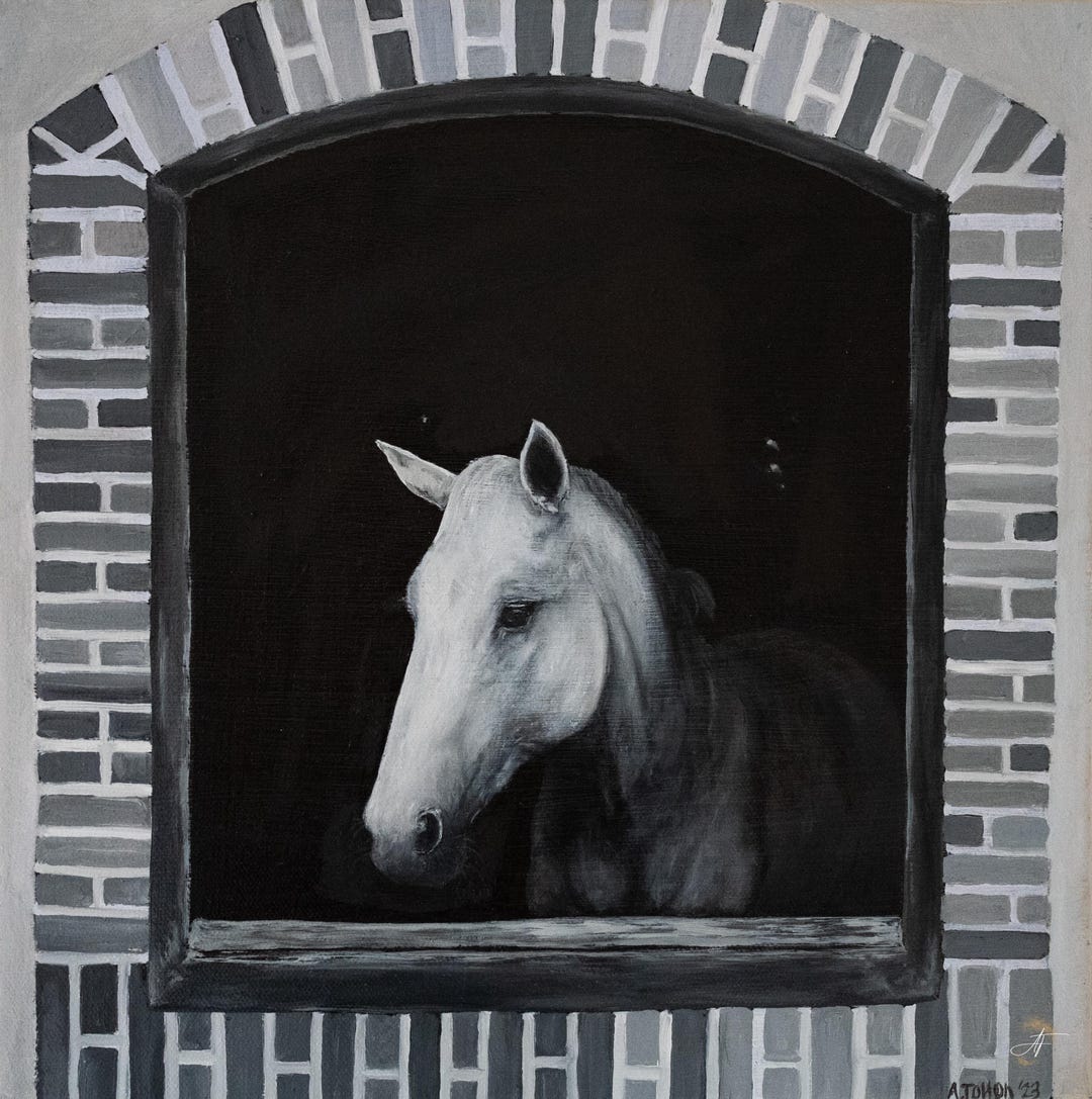 Equestrian Artwork Cozy Stable Painting - Etsy