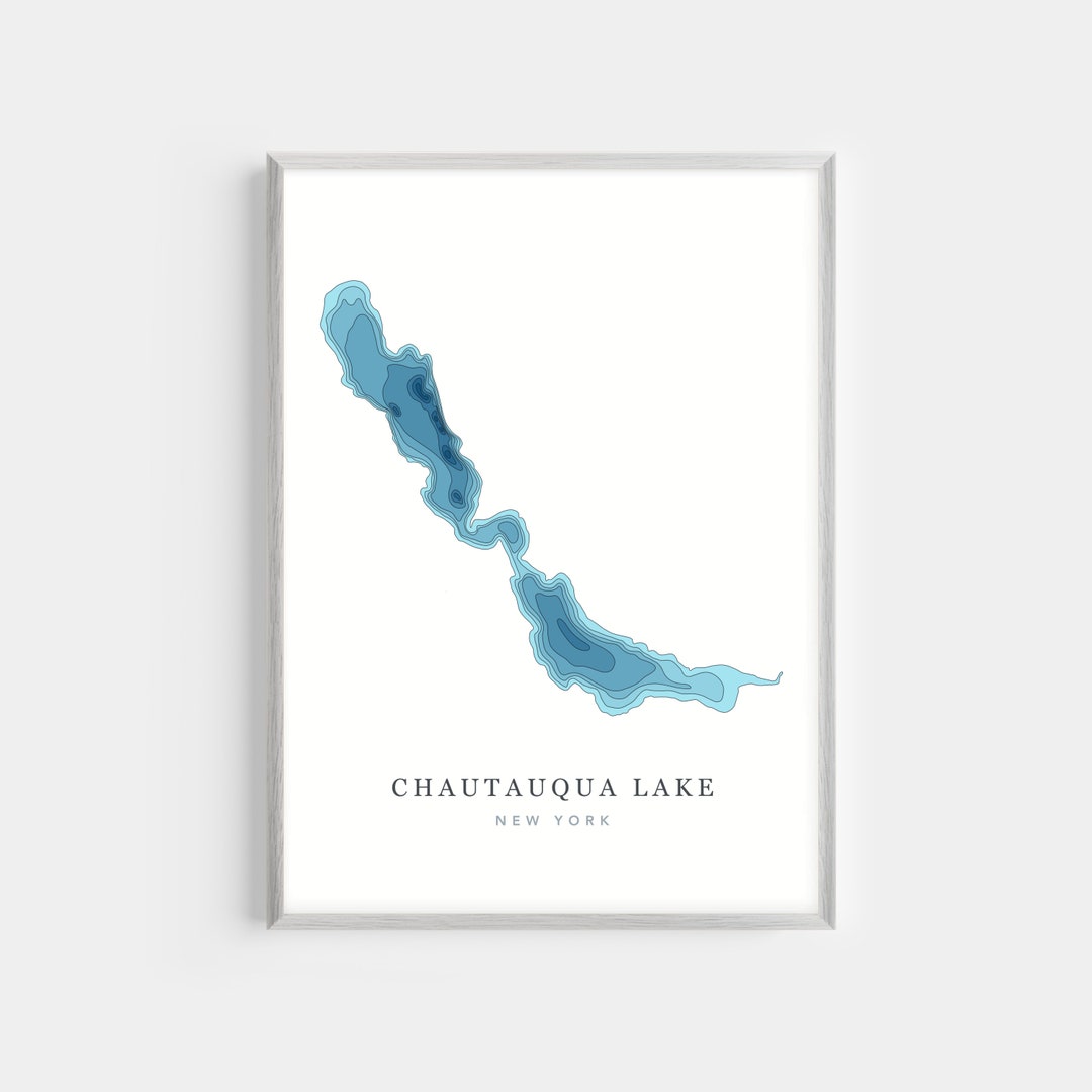 Chautauqua Lake, New York PHOTO or CANVAS Print Minimalist Depth Map ...