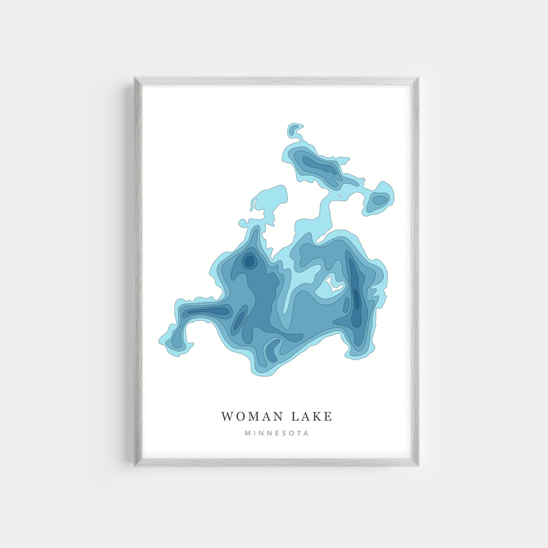 Woman Lake, Minnesota PHOTO or CANVAS Print Minimalist Depth Map Art ...