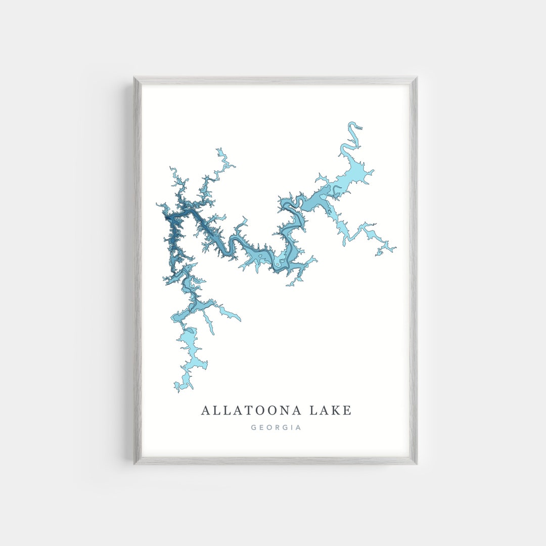 Allatoona Lake, Georgia PHOTO or CANVAS Print Minimalist Depth Map Art ...