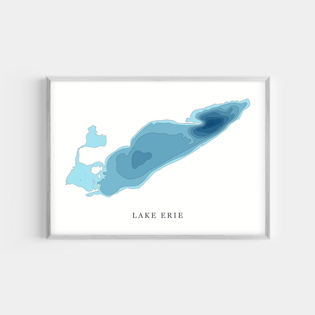 Lake Erie | PHOTO PRINT or CANVAS | Modern Minimalist Depth Map Wall ...