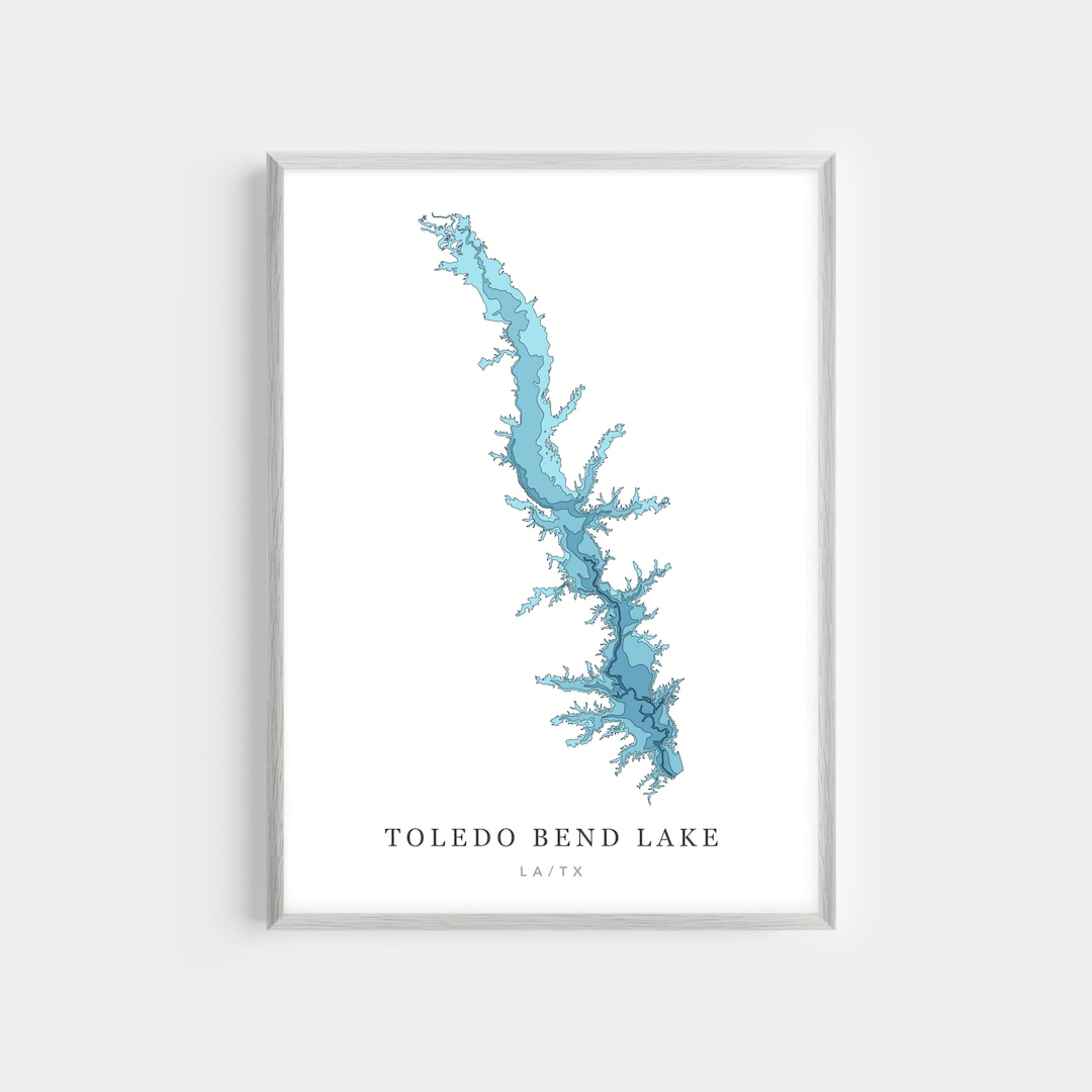 Toledo Bend Lake | PHOTO PRINT or CANVAS | Modern Minimalist Depth Map ...
