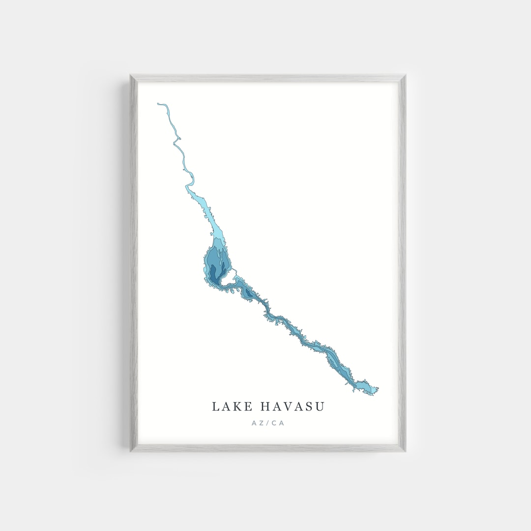 Lake Havasu | PHOTO PRINT or CANVAS | Modern Minimalist Depth Map Wall ...