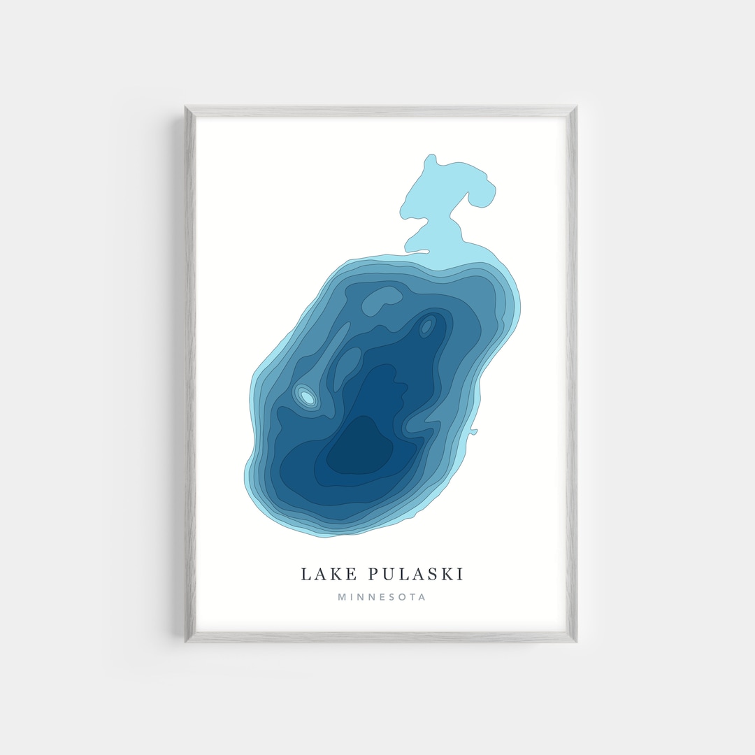 Lake Pulaski, Minnesota PHOTO or CANVAS Print Minimalist Depth Map Art ...