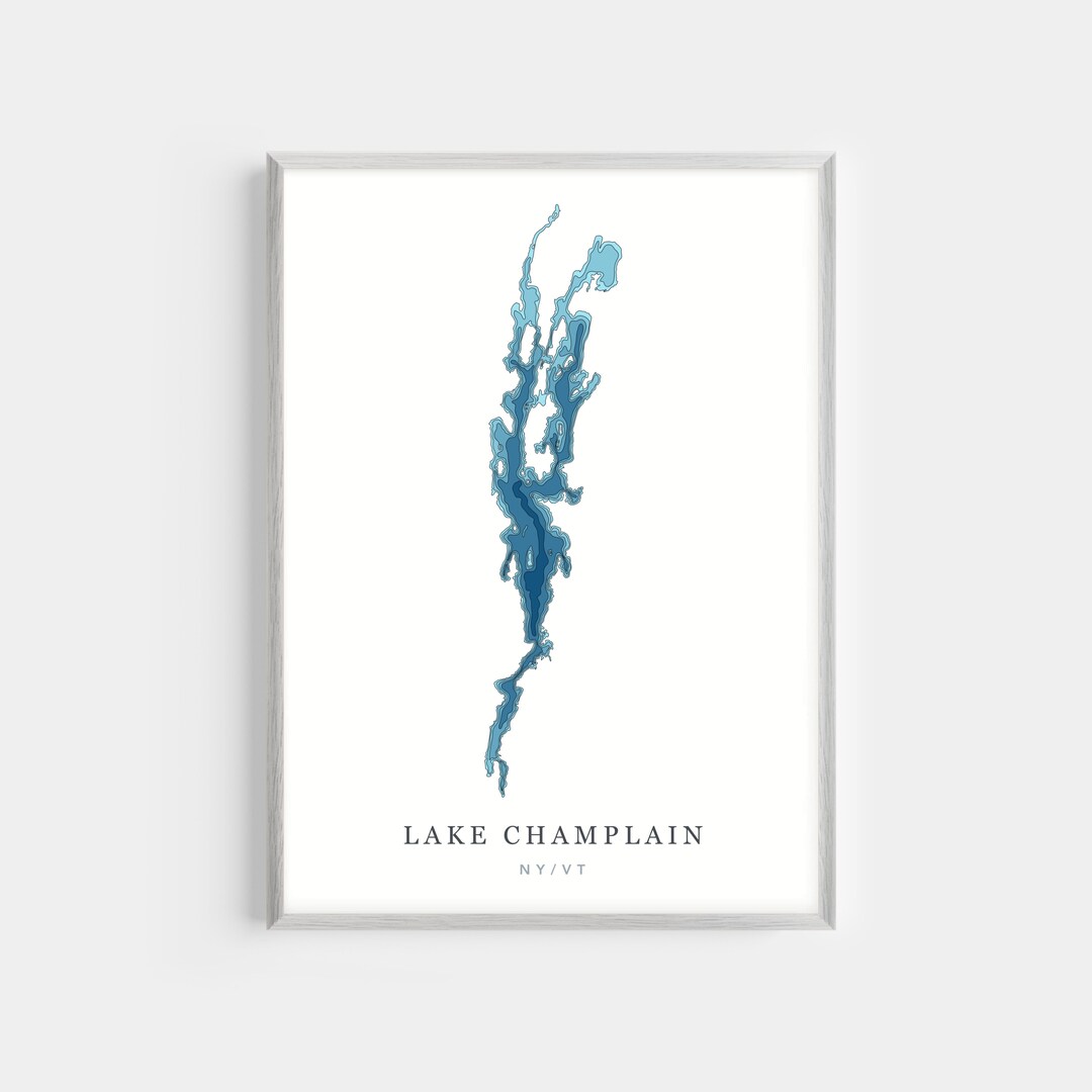 Lake Champlain | PHOTO PRINT or CANVAS | Modern Minimalist Depth Map Wall Decor Art, Unframed - Etsy