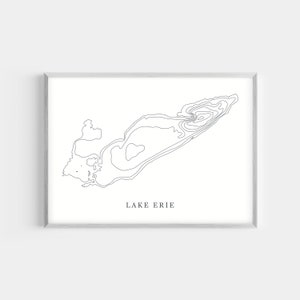 Lake Erie | PHOTO PRINT or CANVAS | Modern Minimalist Depth Map Wall ...