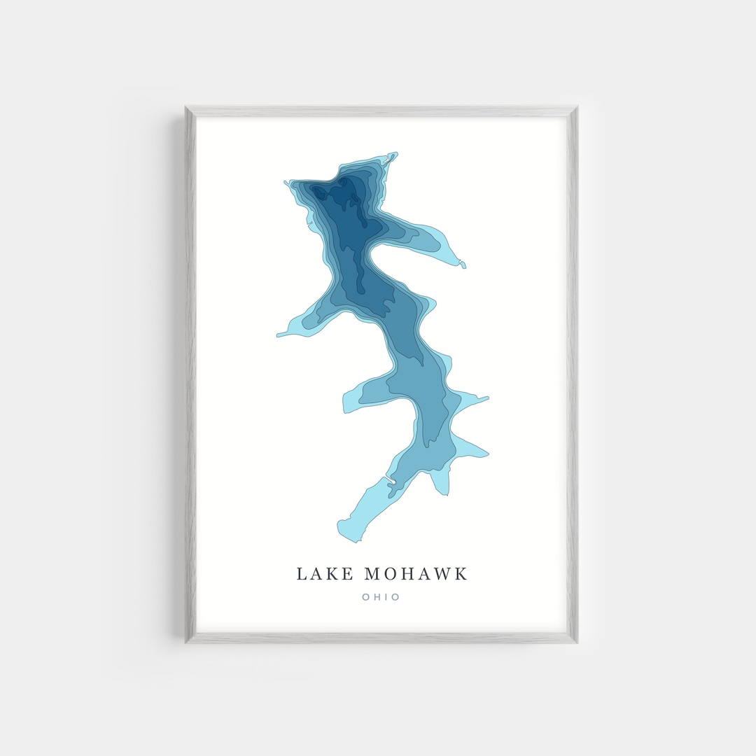 Lake Mohawk, Ohio | PHOTO PRINT or CANVAS | Modern Minimalist Depth Map ...