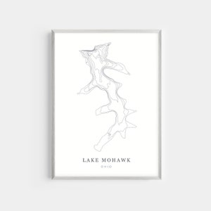 Lake Mohawk, Ohio | PHOTO PRINT or CANVAS | Modern Minimalist Depth Map ...