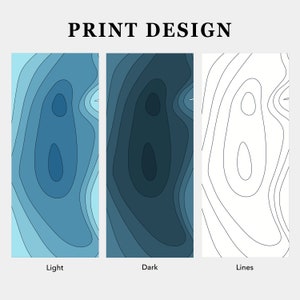 Lake Hartwell PHOTO or CANVAS Print Minimalist Depth Map Art, UNFRAMED ...