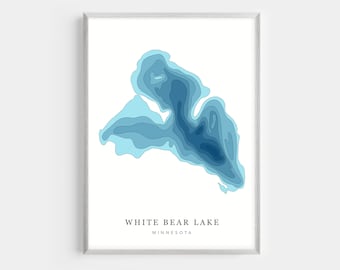 White Bear Lake Map Print, White Bear Lake Map Poster Wall Art, Mn City ...